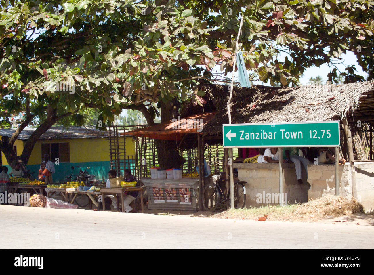 Zanzibar Information Sign indication the direction of the town Stock ...