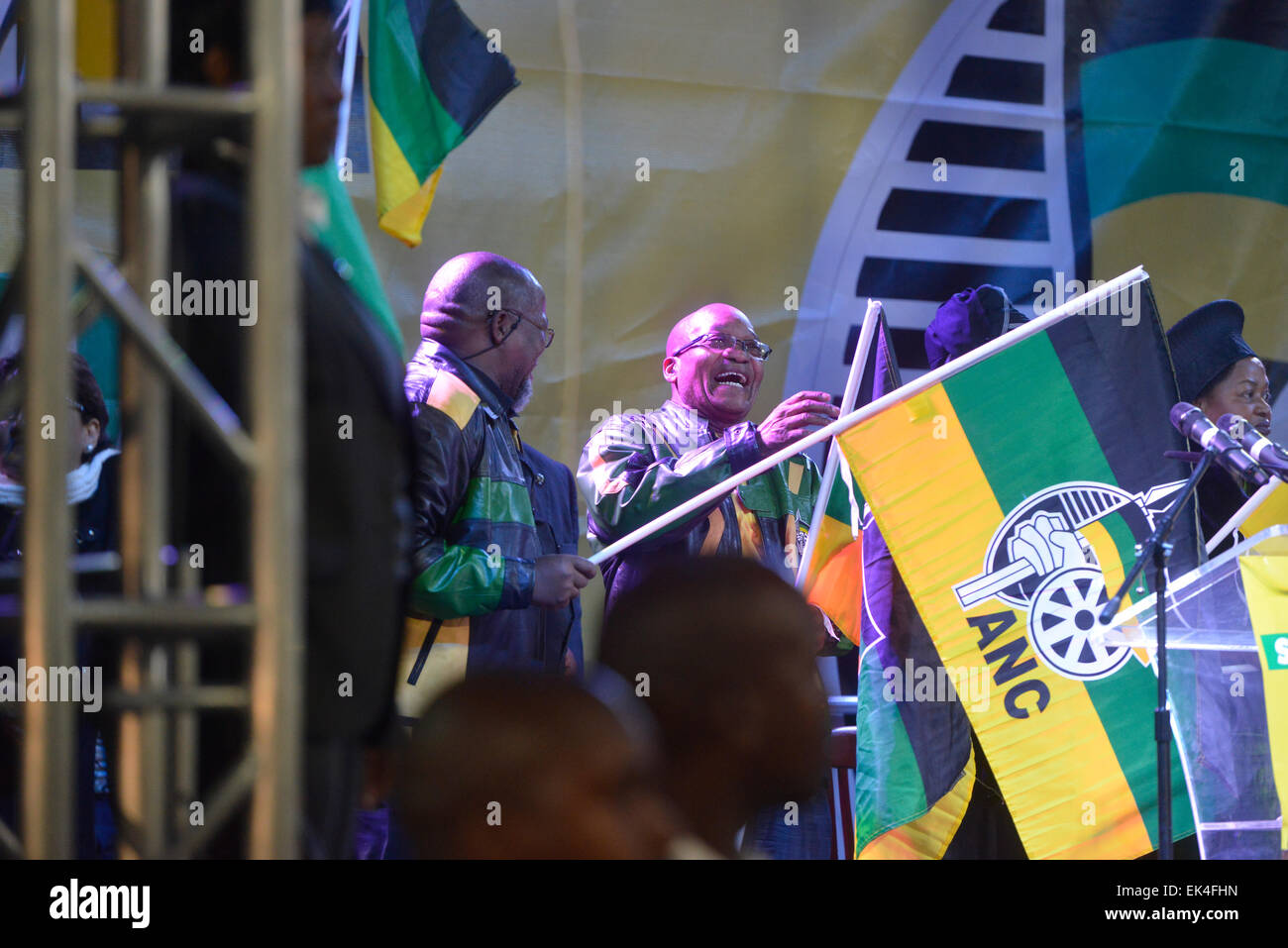 president of the anc jacob juma delivering the victory speech to all ...
