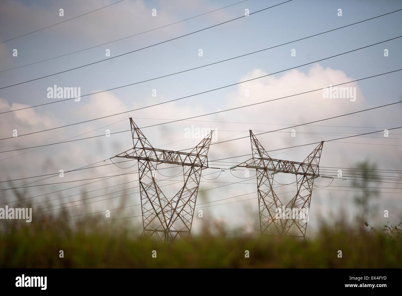 Eskom Pylons in Soweto. 15/01/15 Photo: Oupa Nkosi Stock Photo - Alamy