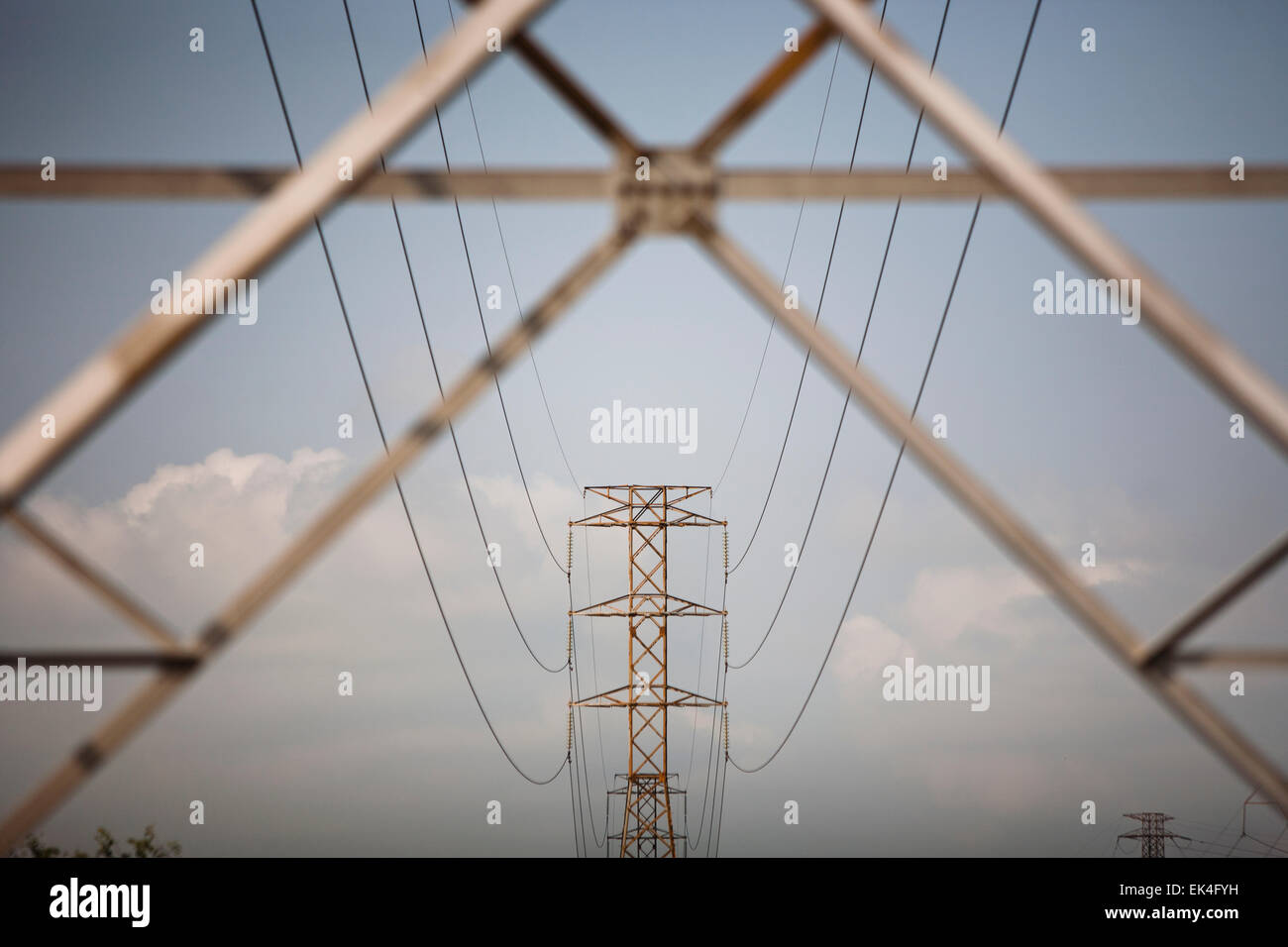 Eskom Pylons in Soweto. 15/01/15 Photo: Oupa Nkosi Stock Photo - Alamy