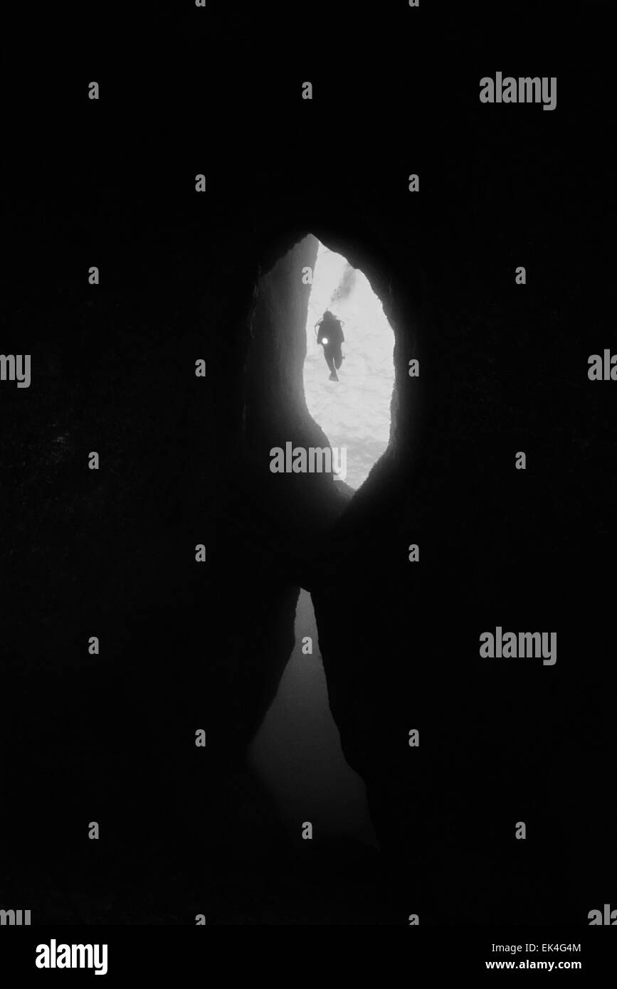 Underwater cave Black and White Stock Photos & Images - Alamy