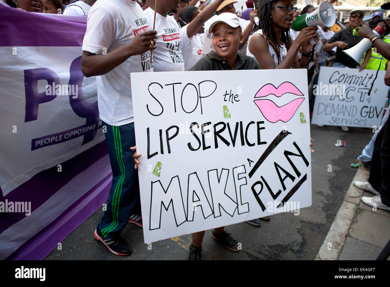 People Opposing Women Abuse (POWA) members march to the offices of the ...