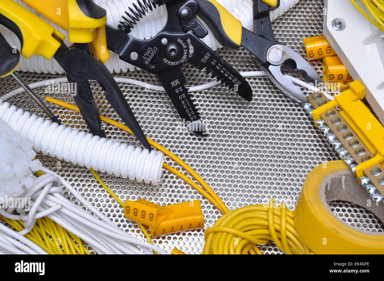 Tools and component for electrical installation Stock Photo - Alamy