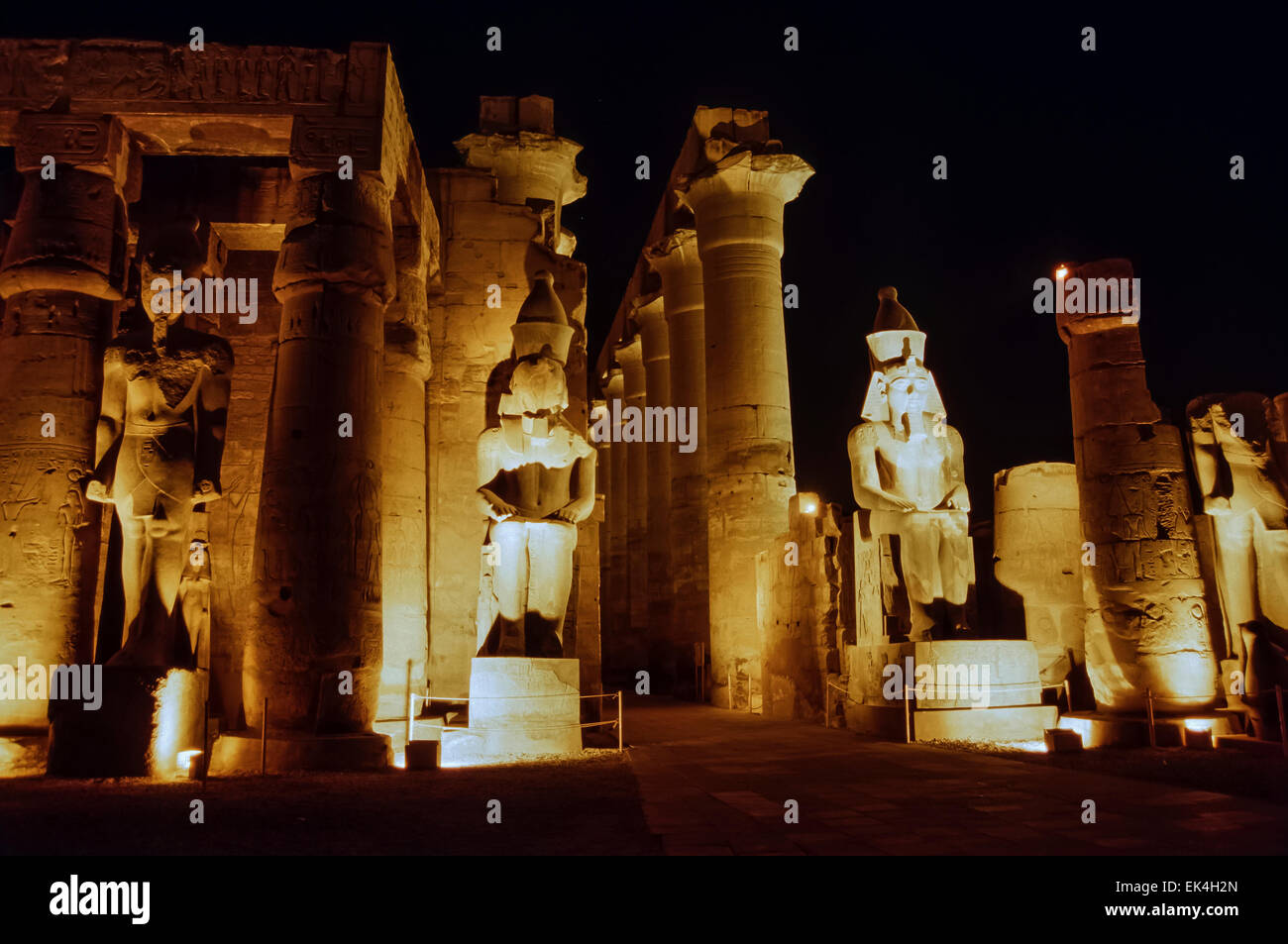 Egypt, Luxor, Luxor temple at night (1991 BC) - FILM SCAN Stock Photo ...