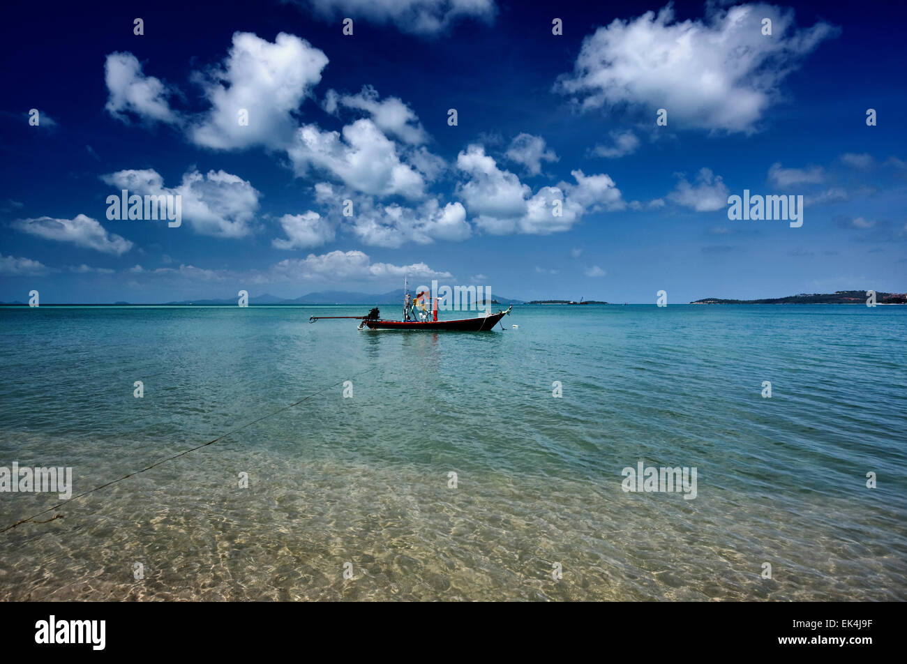Thailand, Koh Samui (Samui Island), local wooden fishing boat in the ...