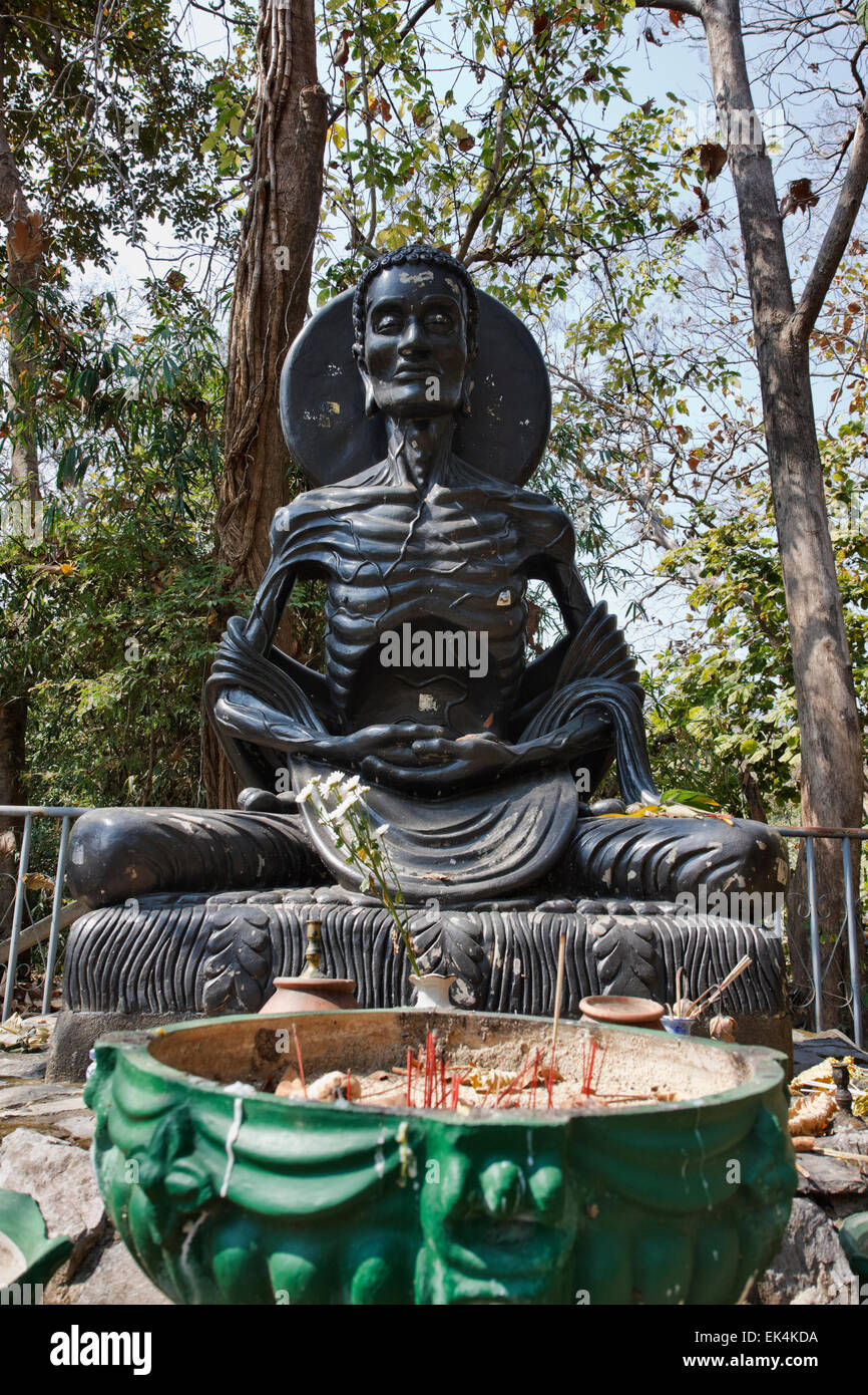 Thailand, Chiang Mai, Umong Temple (Wat Umong), old religious staue ...