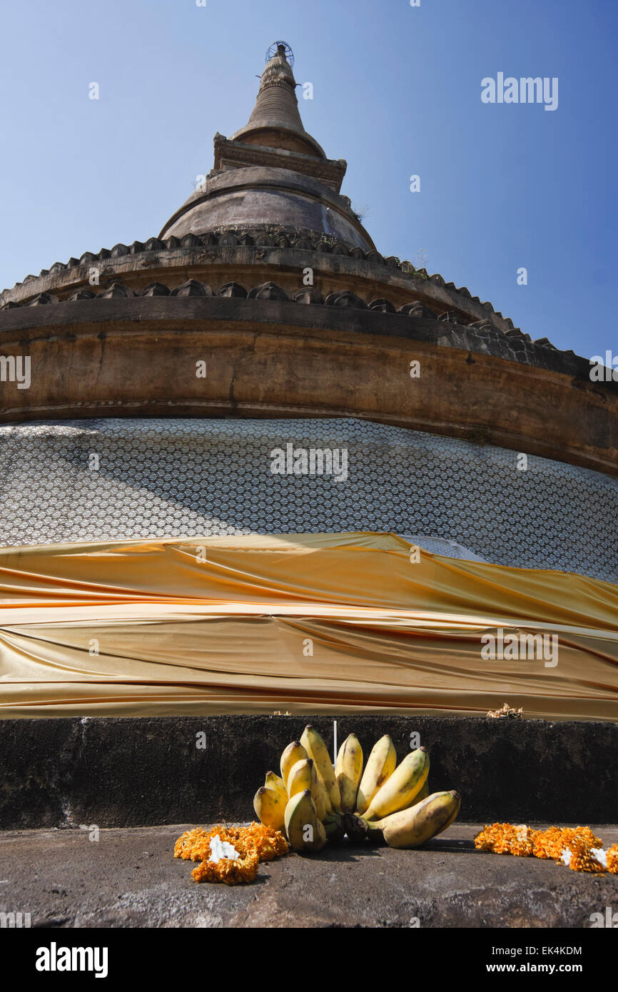 Thailand, Chiang Mai, Umong Temple (Wat Umong), bananas and flowers ...
