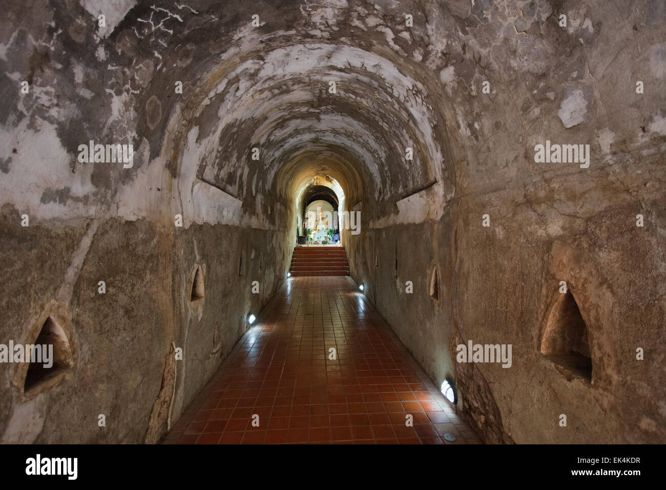 Thailand, Chiang Mai, Umong Temple (Wat Umong), Buddha altair in a ...
