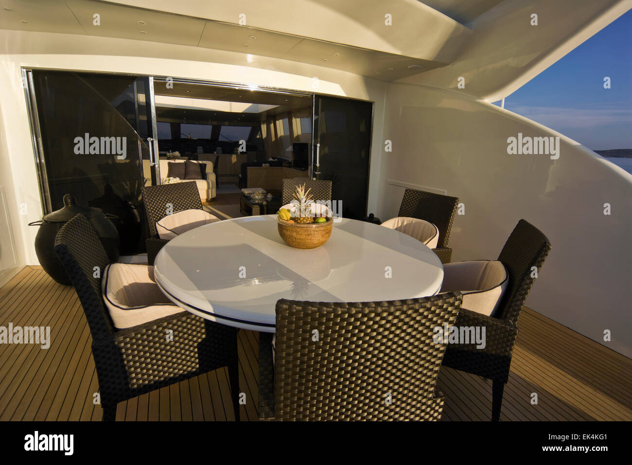 Italy, Sardinia, Tyrrhenian Sea, 35 meters luxury yacht, poop deck ...