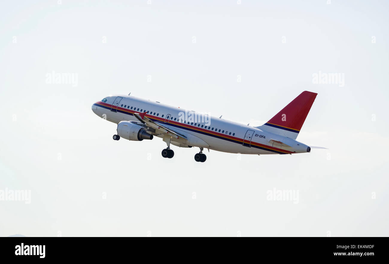 Italy, Tuscany, Florence International Airport, airplane take-off Stock ...