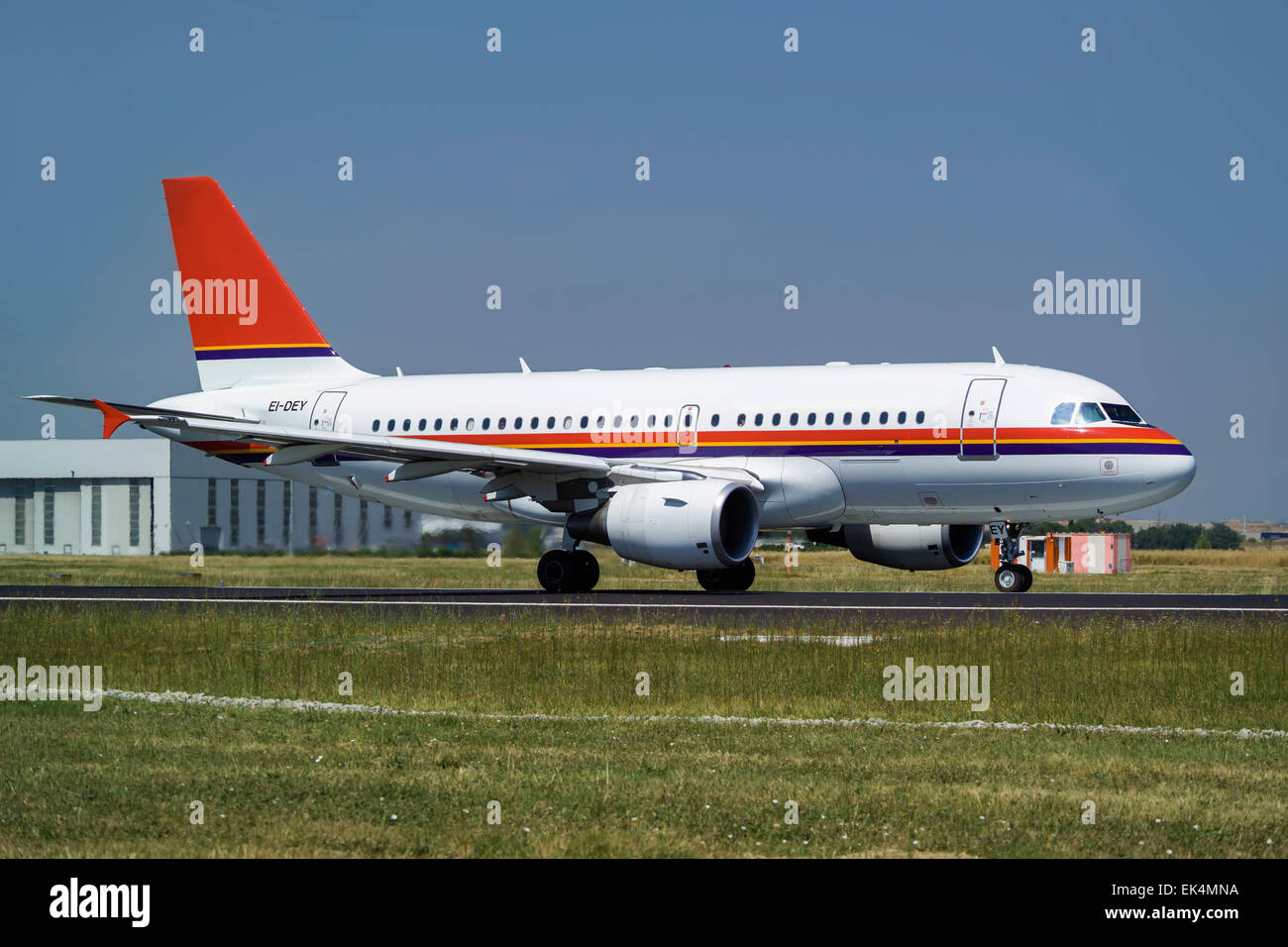 Italy, airplane rolling on the runway (Florence International Airport ...
