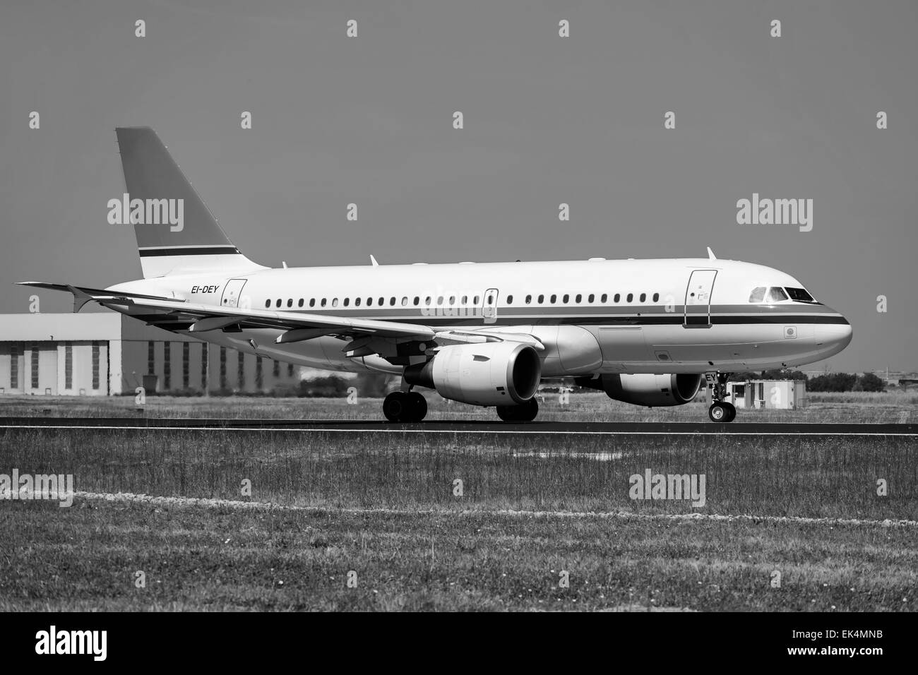 Italy, airplane rolling on the runway (Florence International Airport ...