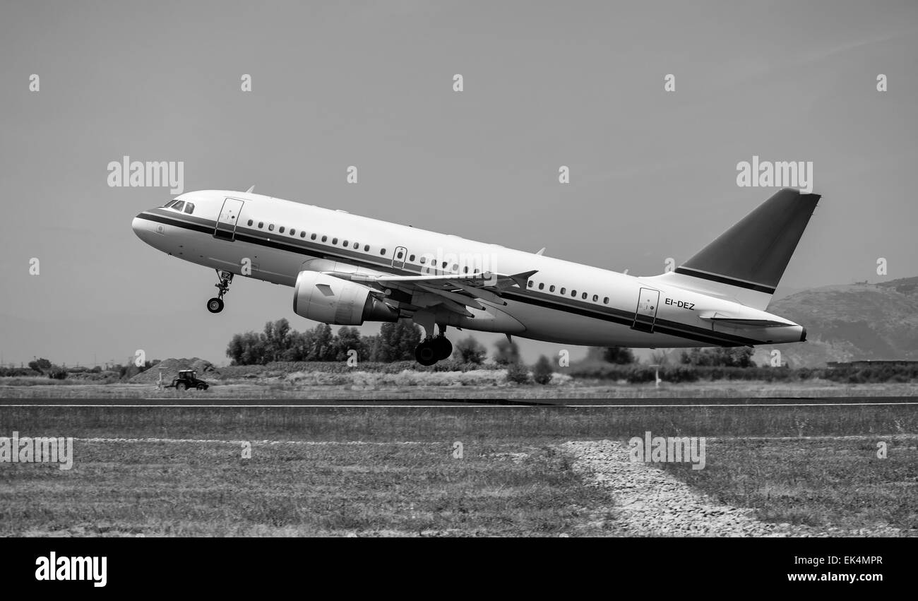 Italy, Tuscany, Florence International Airport, airplane take-off Stock ...