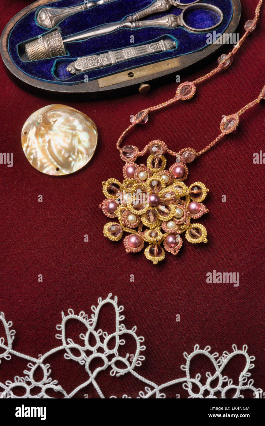 Italian lace with pearls hi-res stock photography and images - Alamy