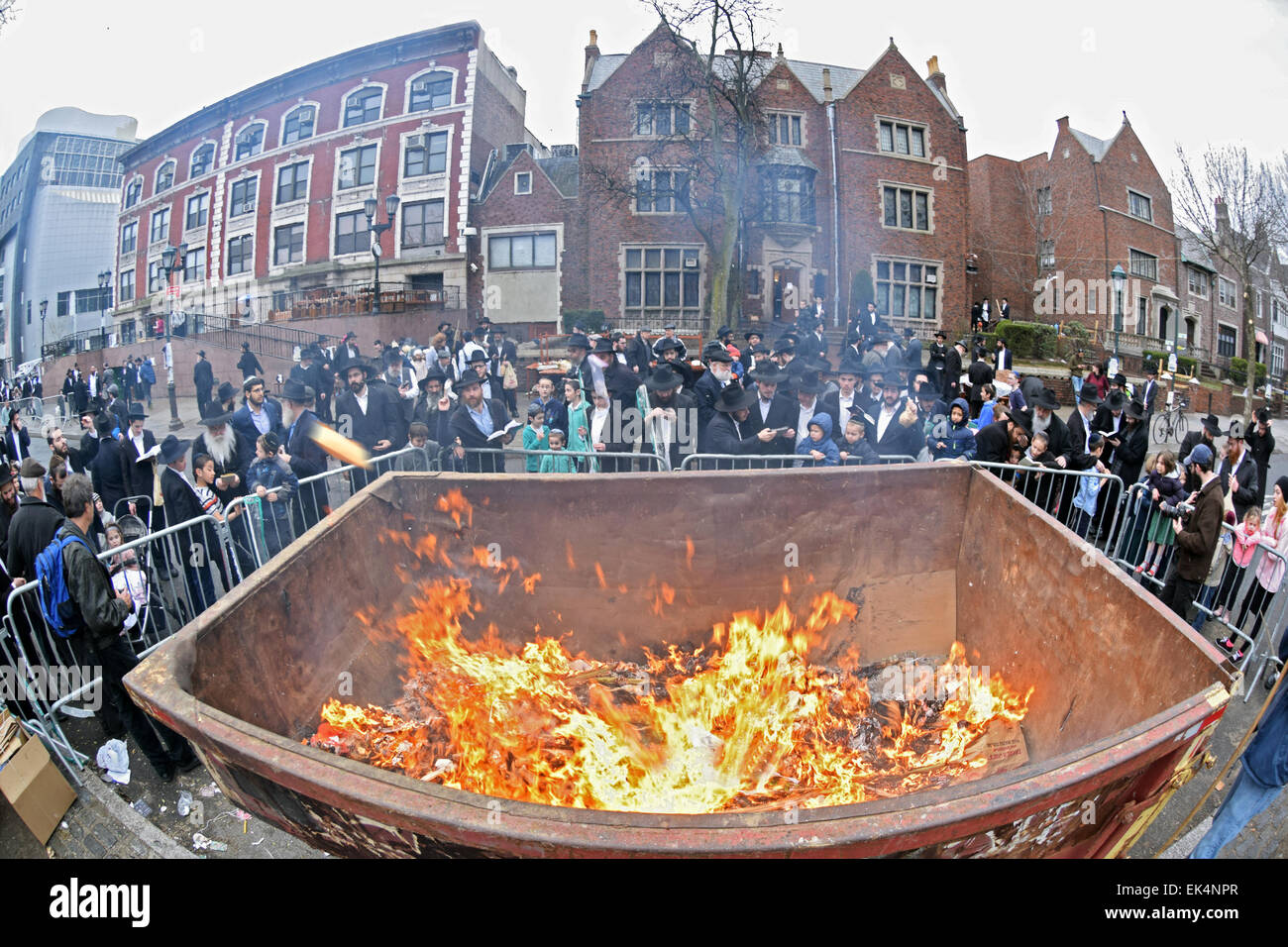 A bonfire for religious Jewish people to burn bread products before ...