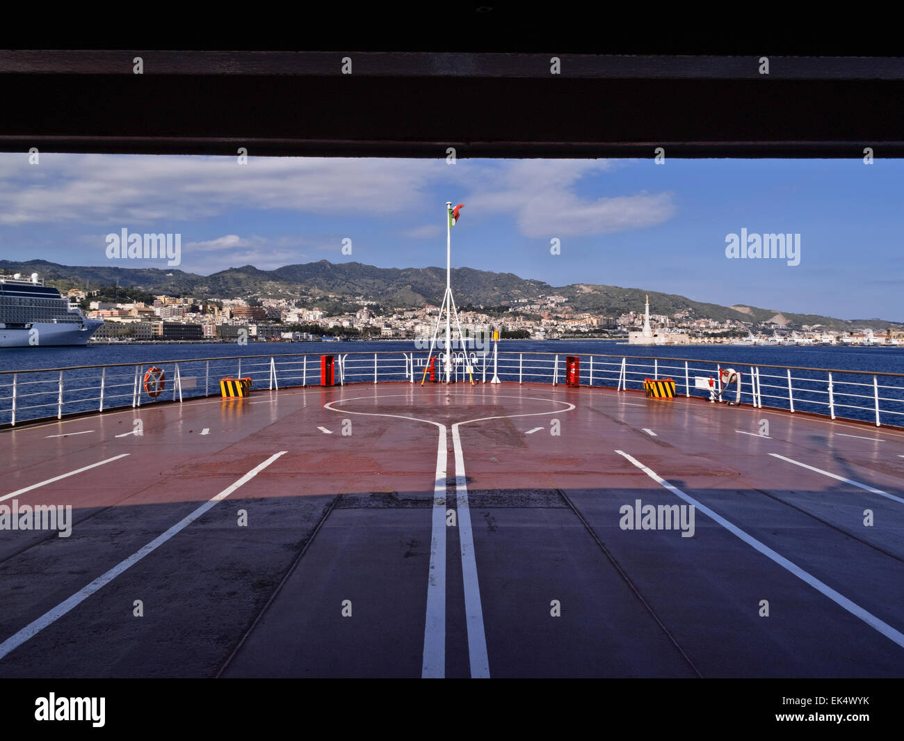 Italy, Sicily, Messina, view of the city and the port from the ...