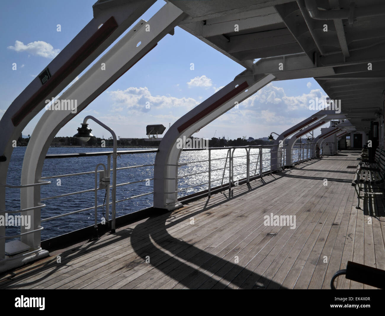 Italy, Sicily channel, view of the sicily coast and Messina on board of ...