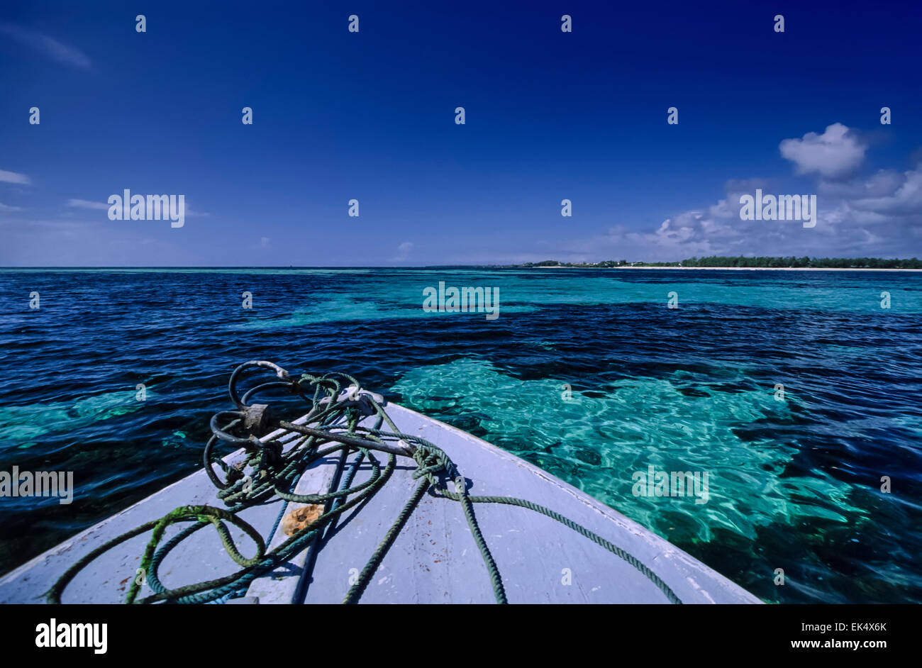 Kenya, Indian ocean, Malindi, view of the beach and the clear ocean ...