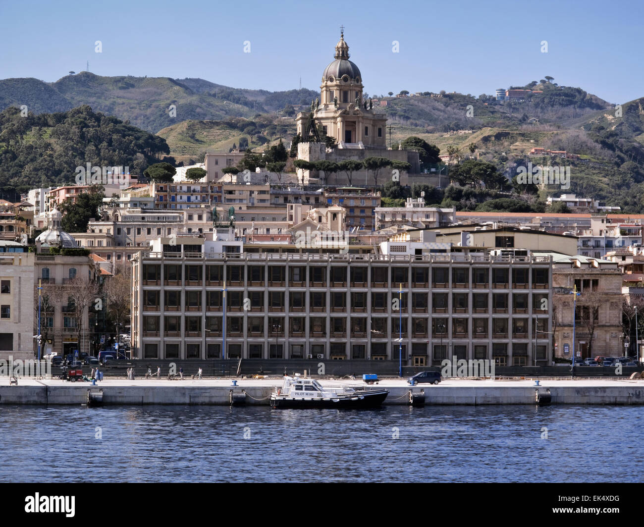 Italy, Sicily, Messina, view of the city and the Cathedral from the sea ...