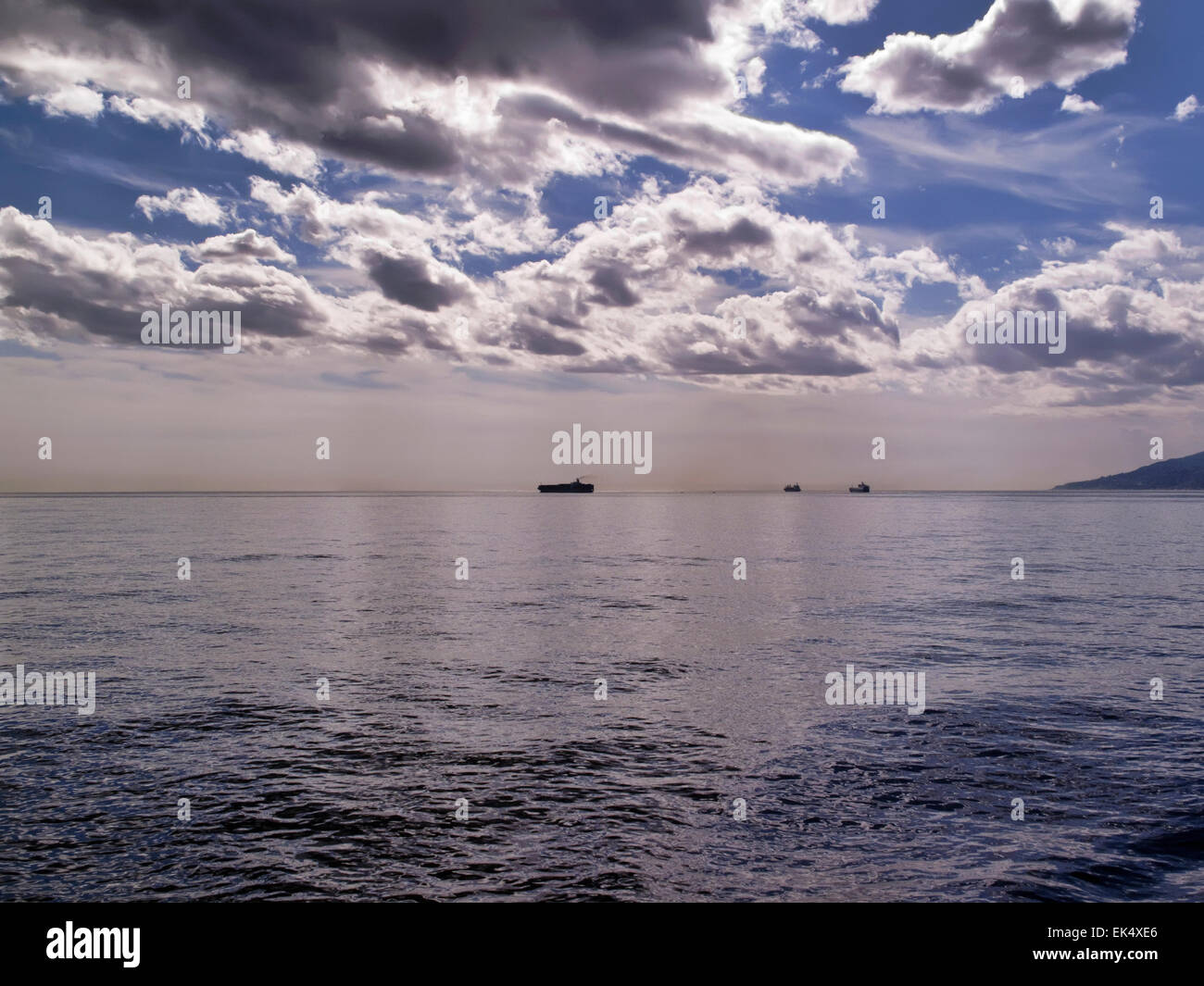 Italy, Sicily, Messina, cargo ships in the Sicily Channel Stock Photo ...