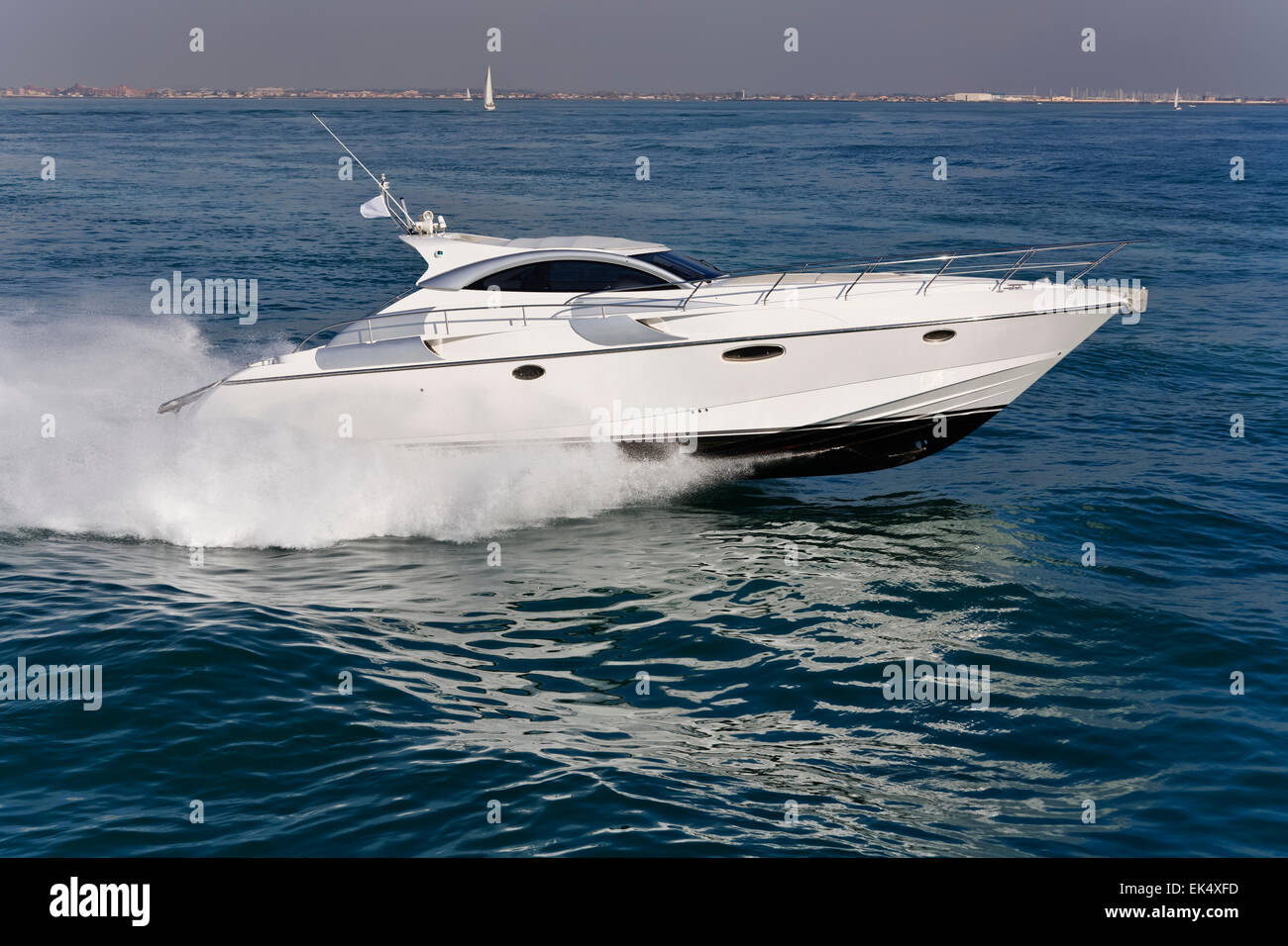 Italy, Tirrenian sea, off the coast of Fiumicino (Rome), luxury yacht ...