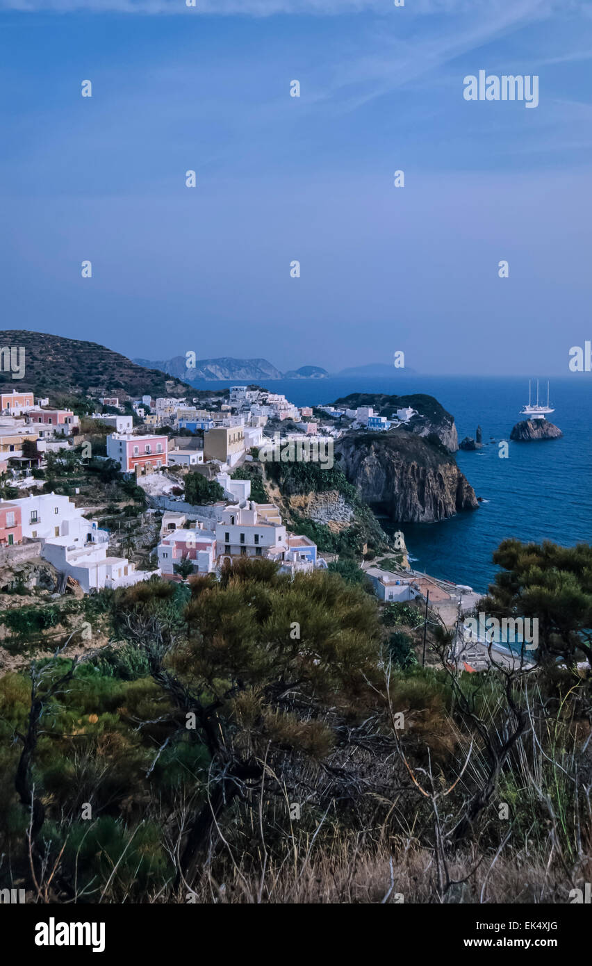 Italy, Ponza Island, panoramic view of the island - FILM SCAN Stock ...