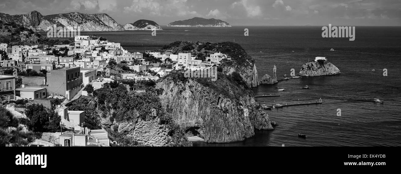 Italy, Ponza Island, panoramic view of the island (FILM SCAN Stock ...