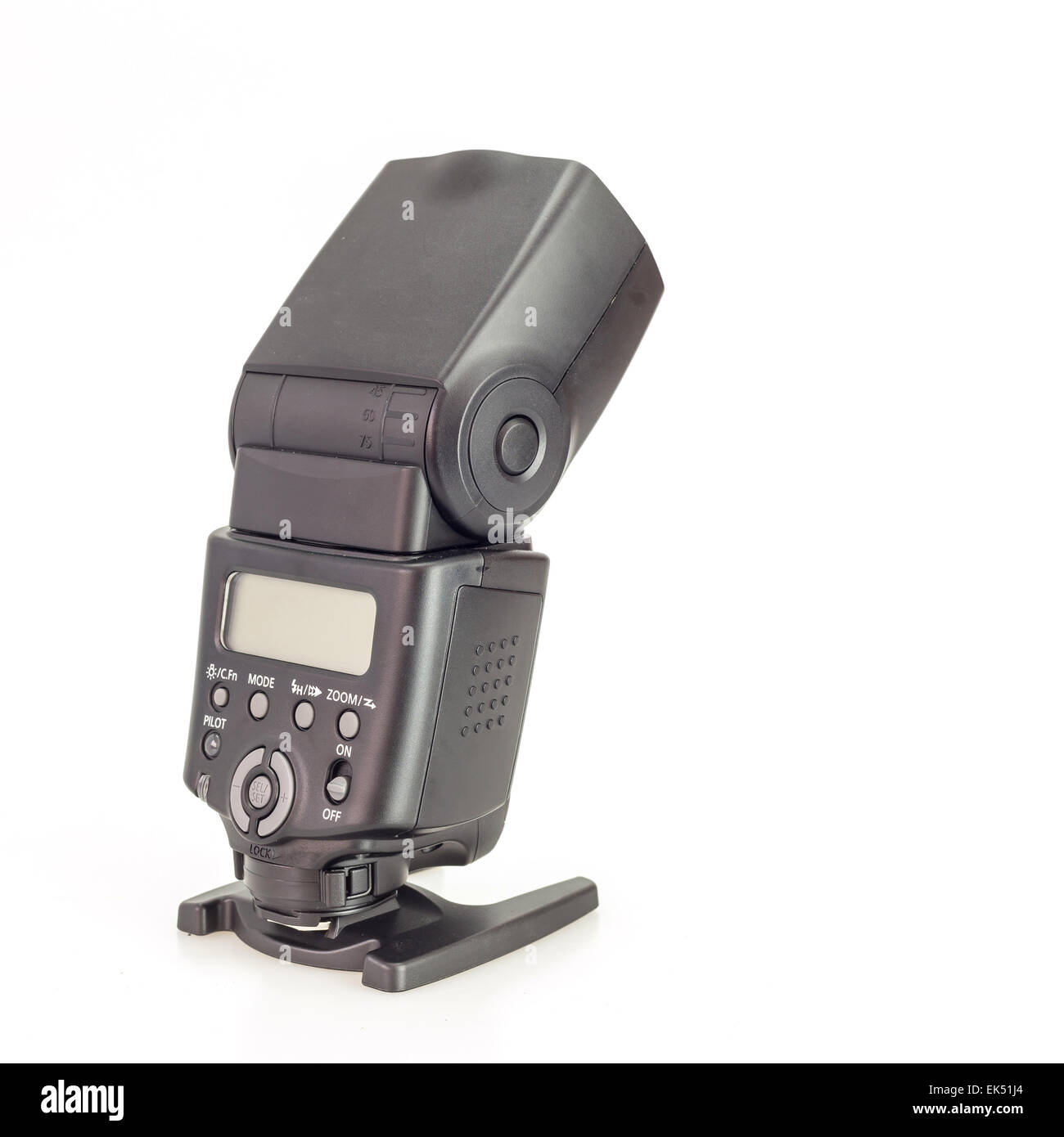 camera speedlight flash over white background Stock Photo - Alamy