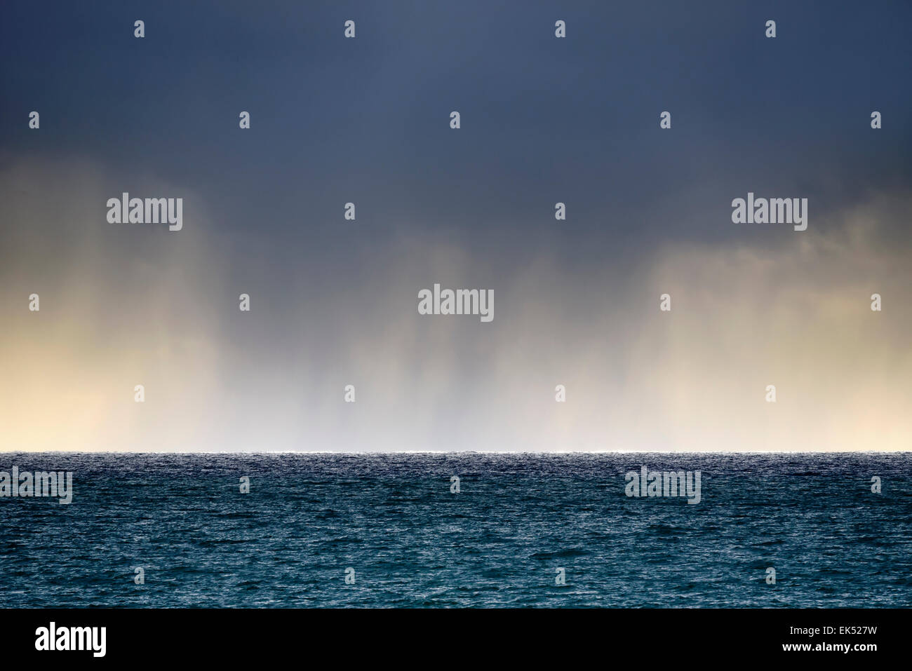 Italy, Sicily, Mediterranean sea, stormy clouds and rain on the Sicily ...