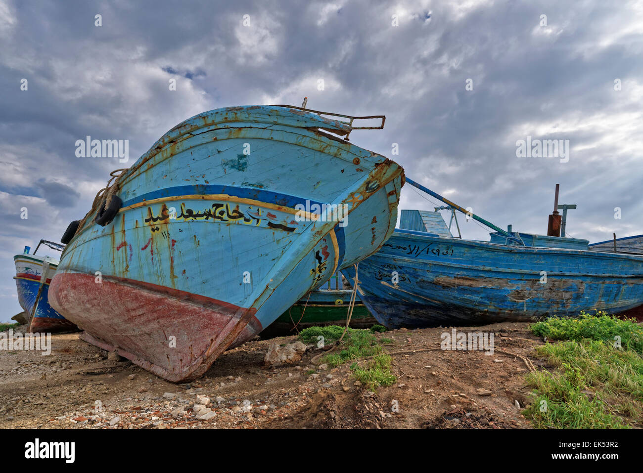Italy, Sicily, Portopalo di Capo Passero, old libyan wooden fishing ...