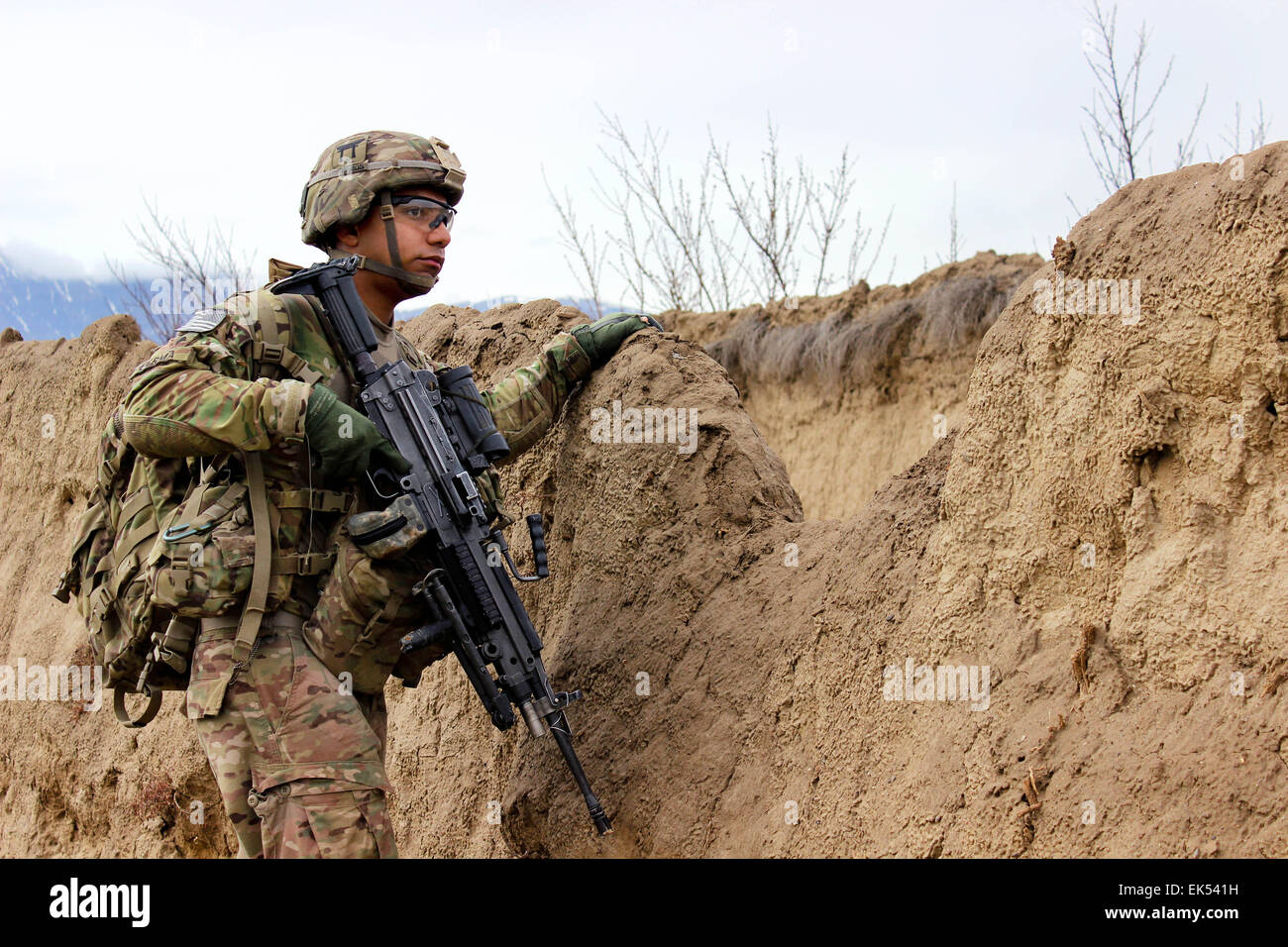 US Army soldiers with Task Force Iron, patrol a village around Bagram ...