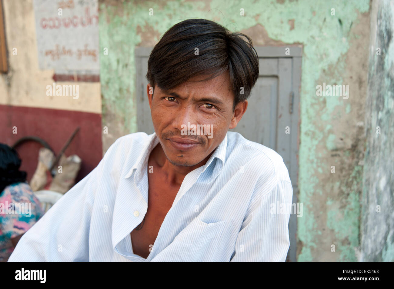 Burmese man portrait on a Yangon (Rangoon) street in Myanmar (Burma ...