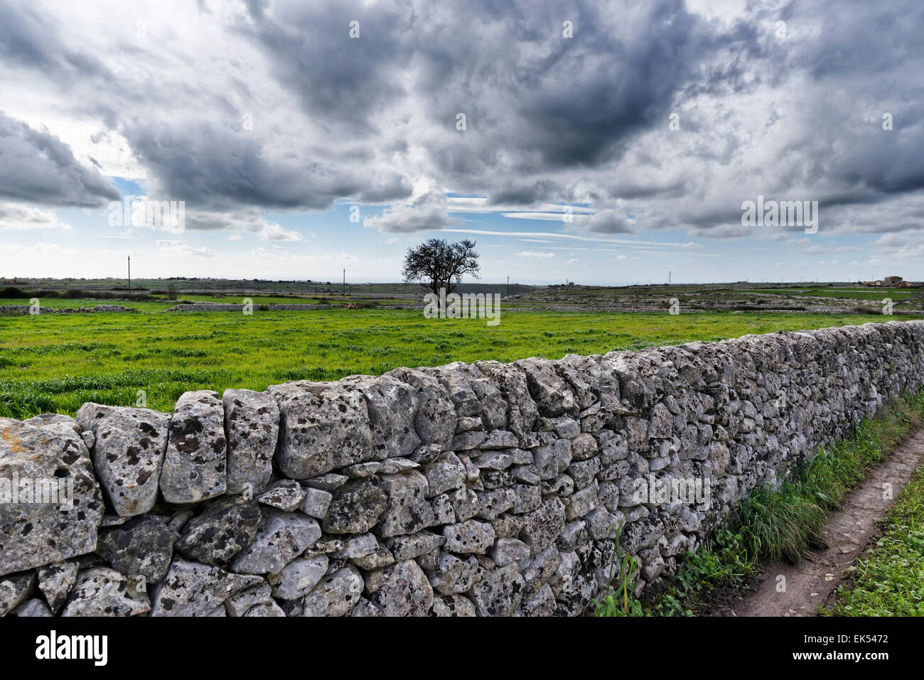 Italy, Sicily, countryside, typical hand made sicilian stone wall Stock ...