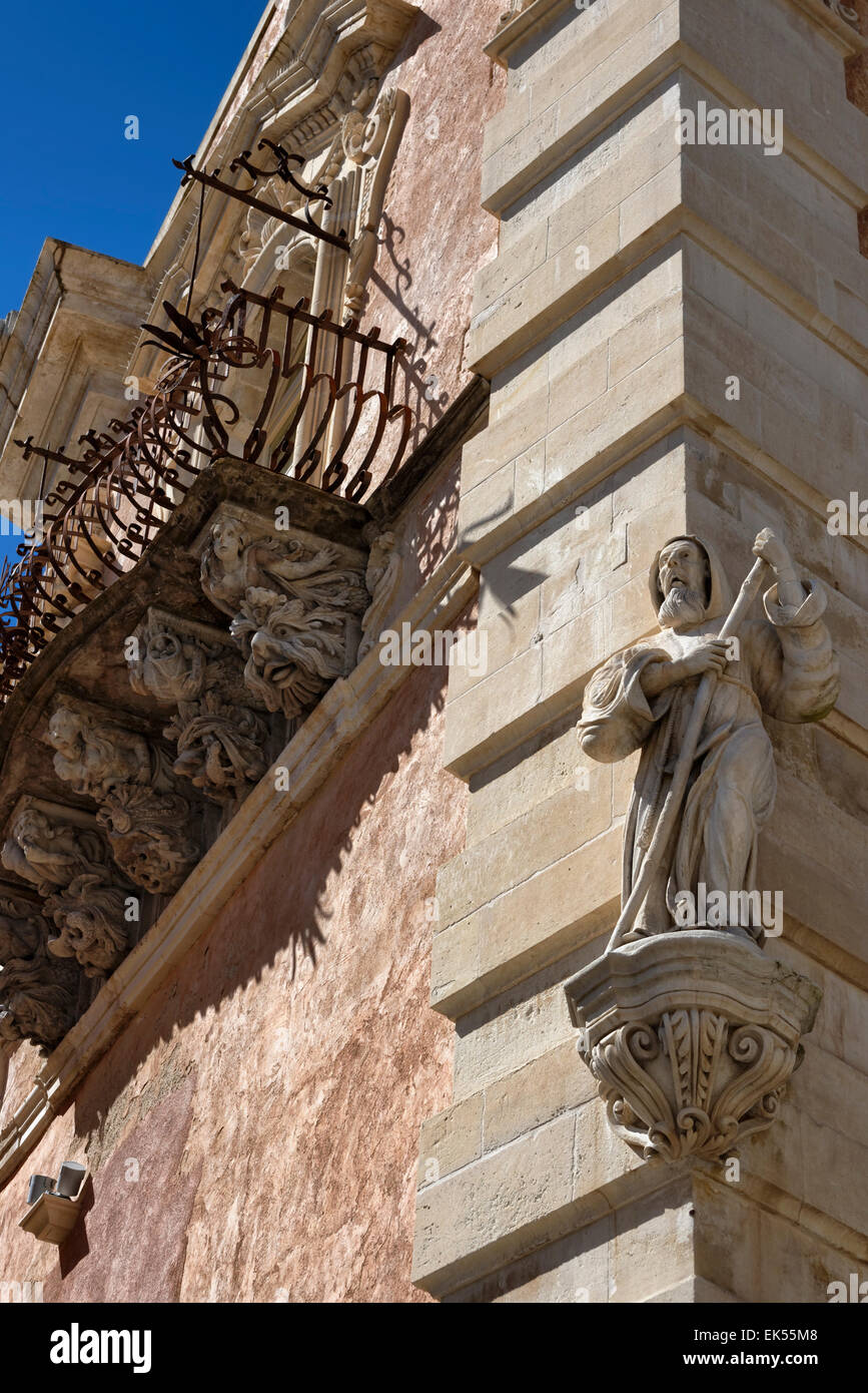 Italy, Sicily, Ragusa Ibla, the baroque facade of Cosentini Palace ...