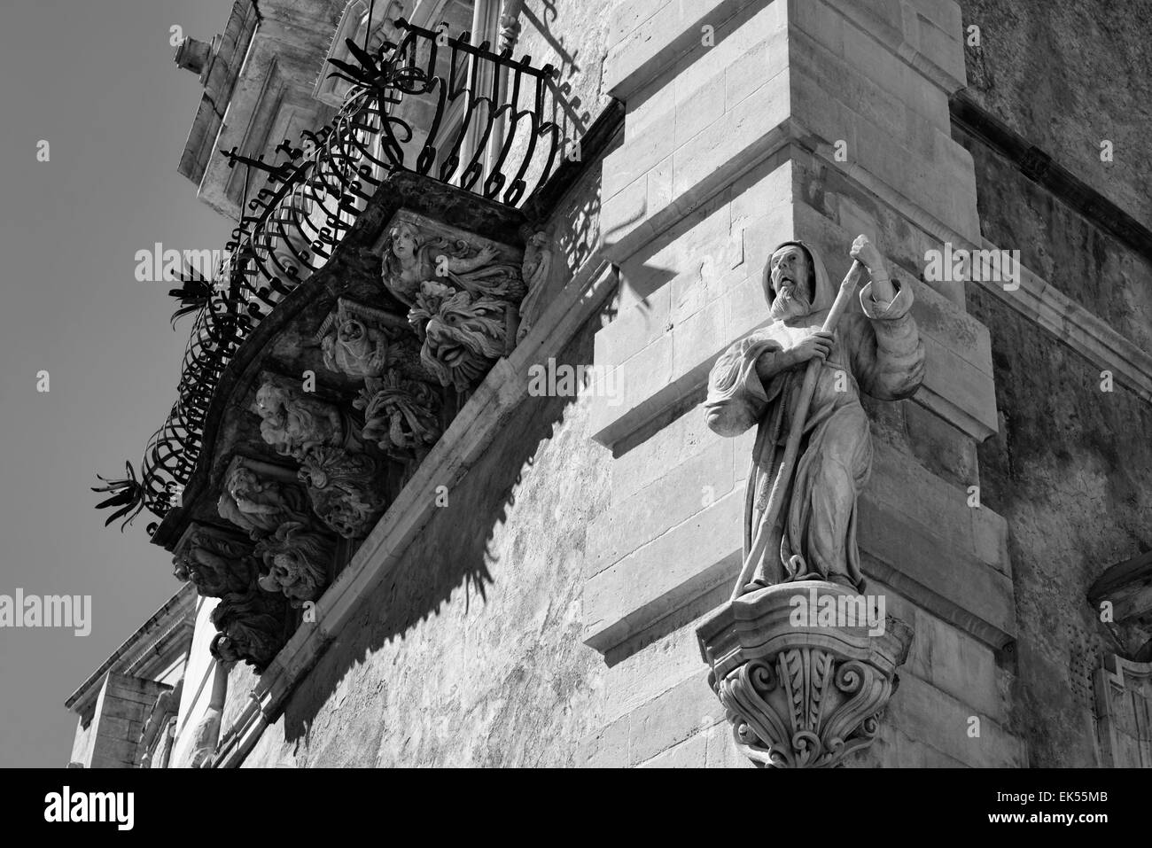 Italy, Sicily, Ragusa Ibla, the baroque facade of Cosentini Palace ...