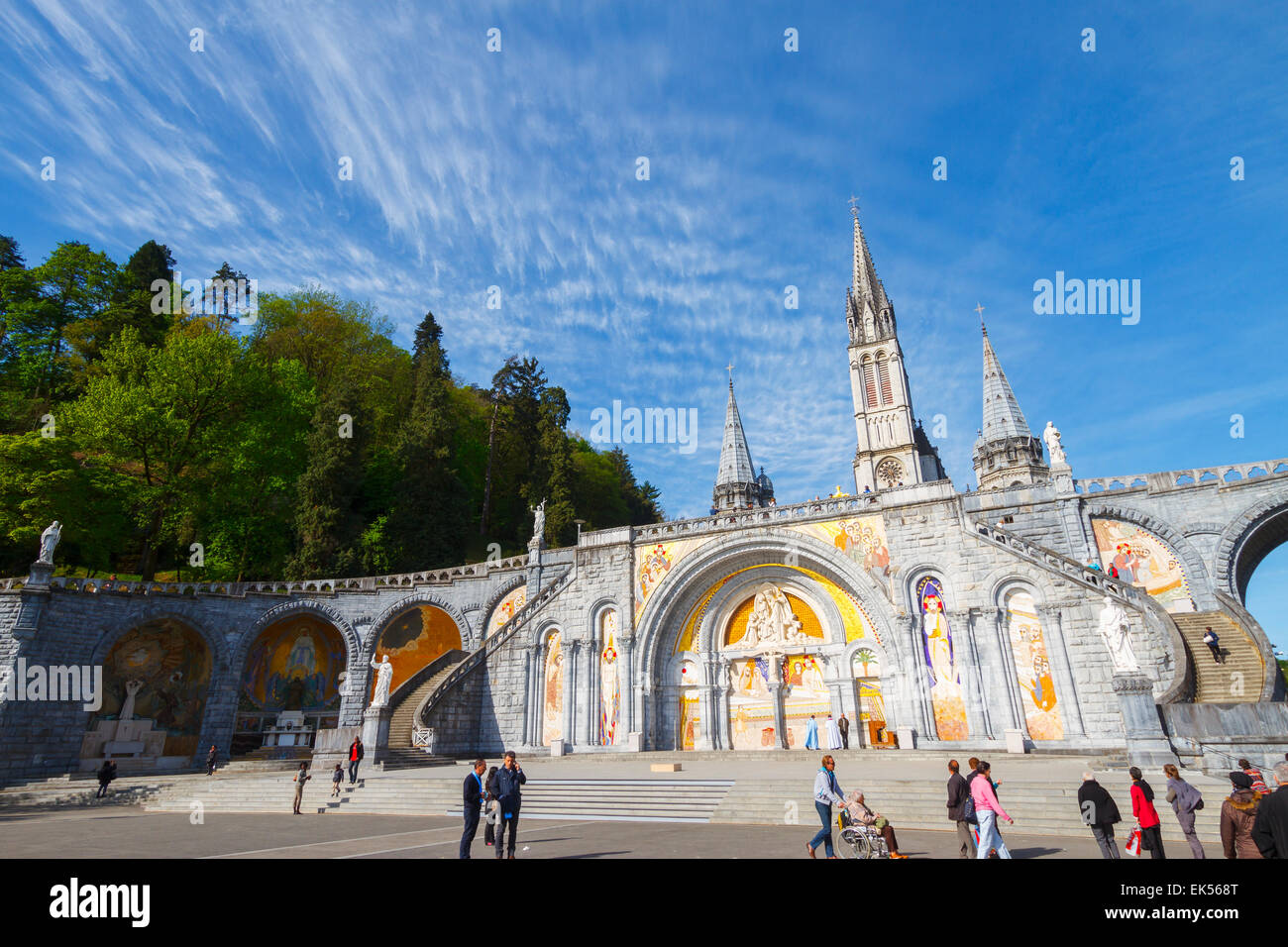 Rosary Basilica. Lourdes city. Hautes-Pyrenees department, Midi ...