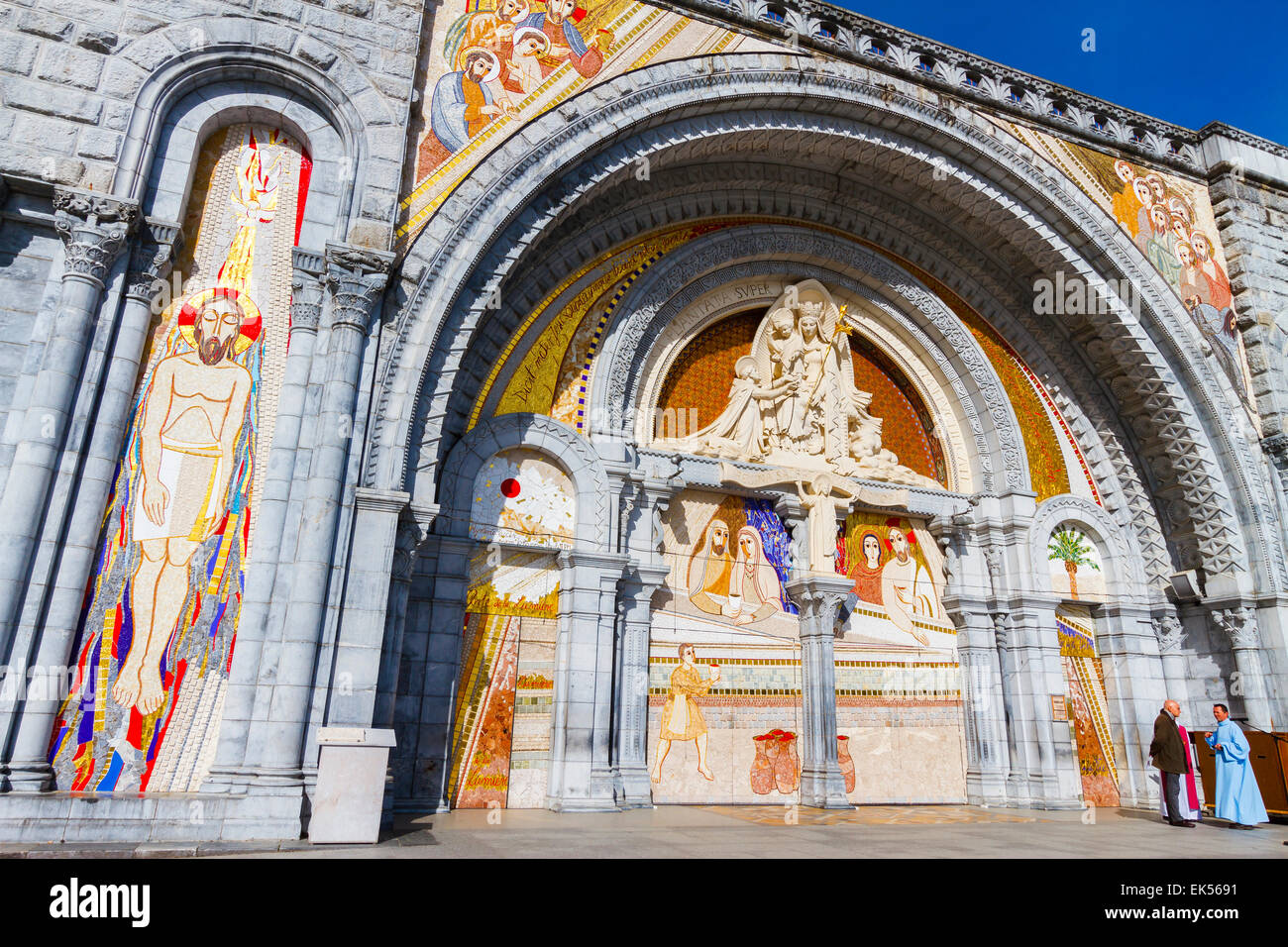 Rosary Basilica. Lourdes city. Hautes-Pyrenees department, Midi ...
