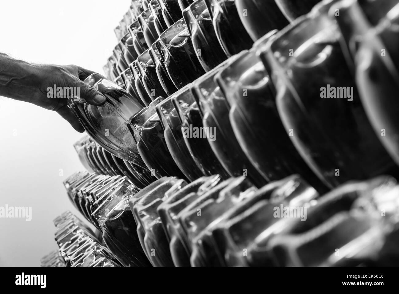 Italy, Sicily, champagne bottles aging in a wine cellar Stock Photo - Alamy
