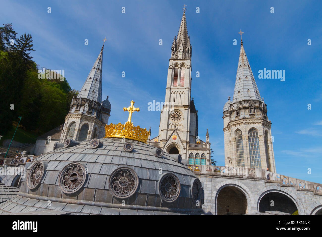 Rosary Basilica. Lourdes city. Hautes-Pyrenees department, Midi ...