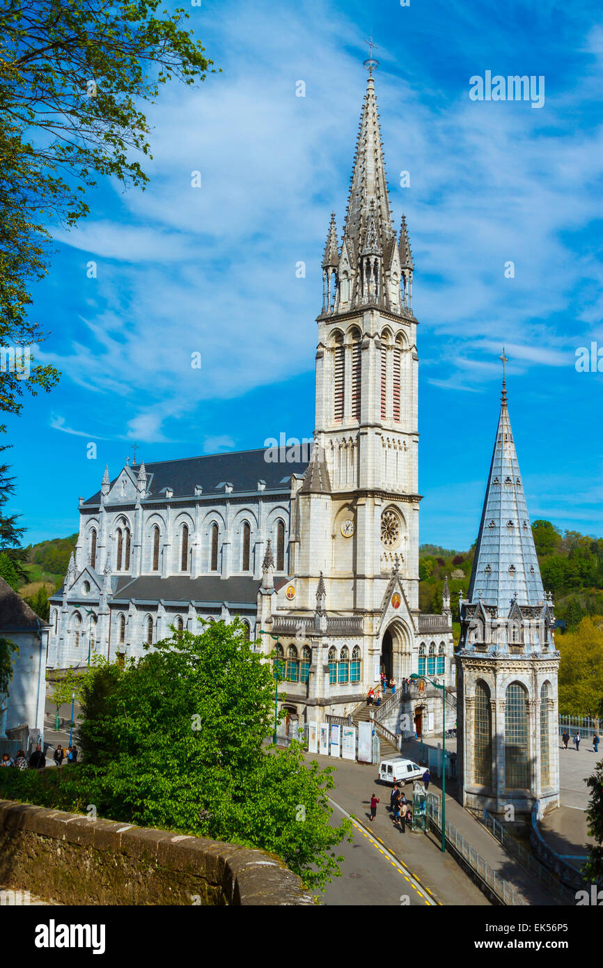 Rosary Basilica. Lourdes city. Hautes-Pyrenees department, Midi ...