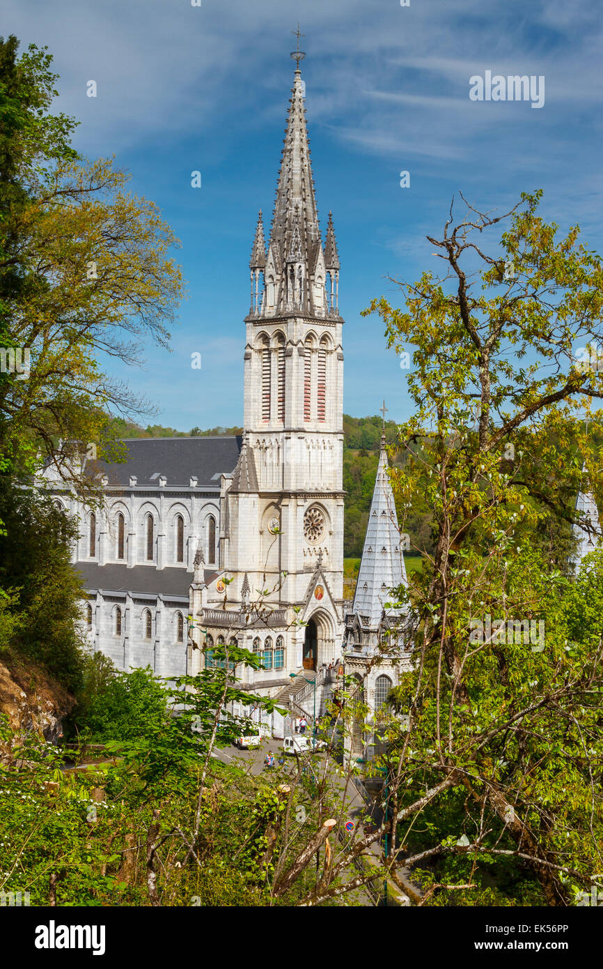 Rosary Basilica. Lourdes city. Hautes-Pyrenees department, Midi ...