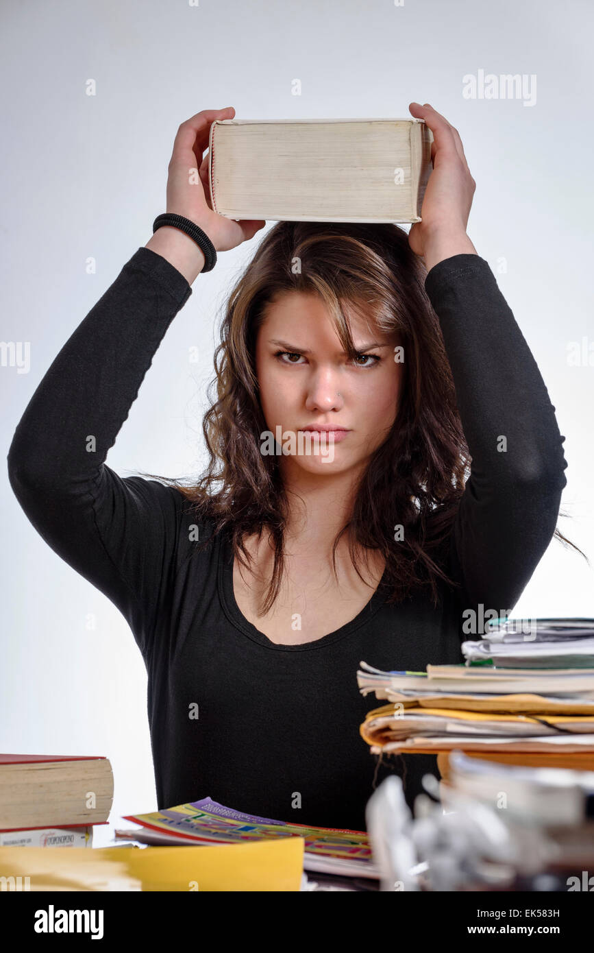 Italy, young student stressed by the school homework Stock Photo - Alamy
