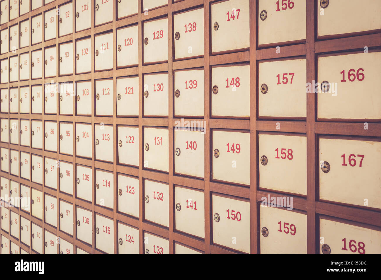 Post box with number, Retro filter effect Stock Photo - Alamy