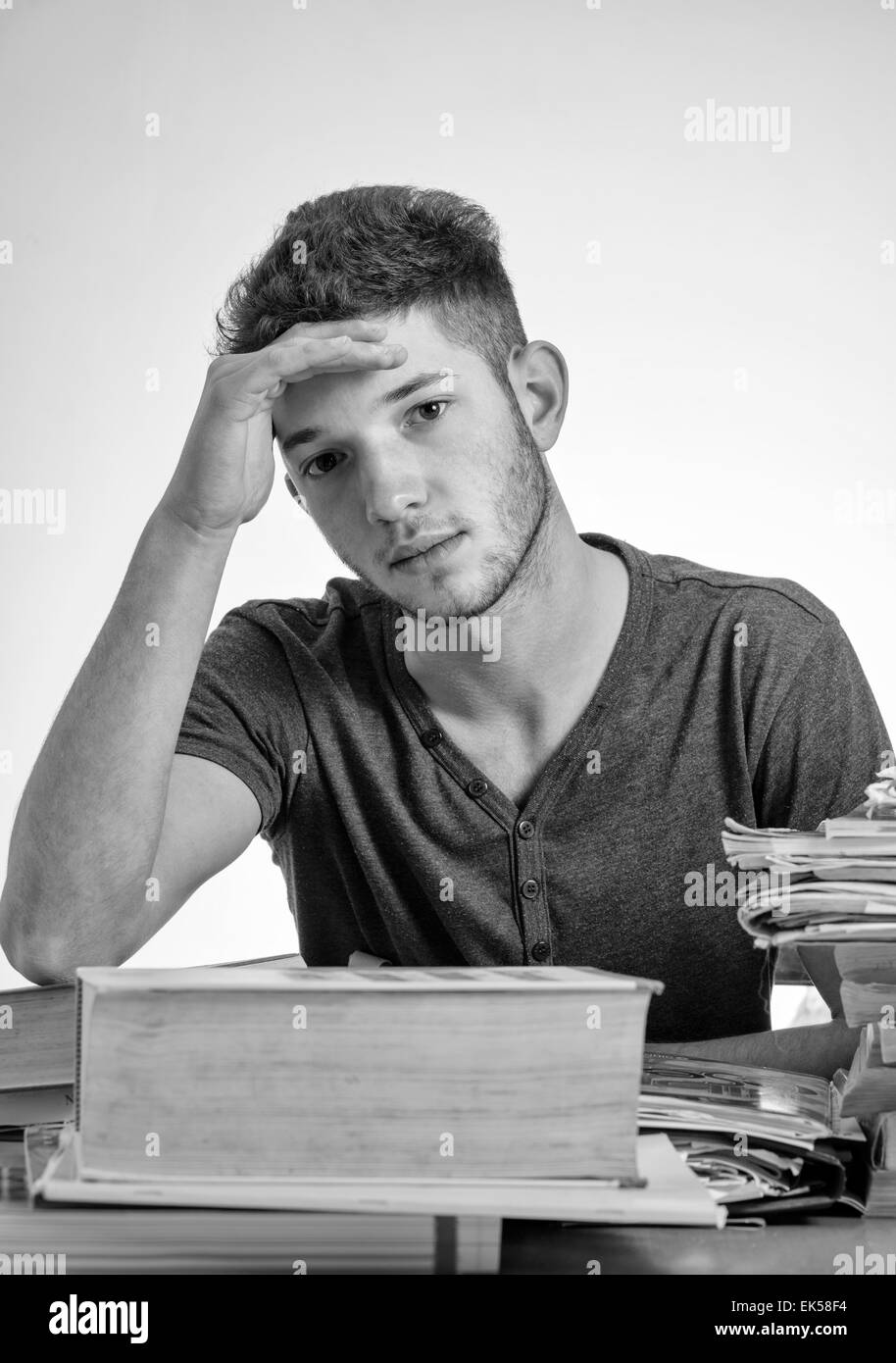 Italy, young student stressed by the school homework Stock Photo - Alamy