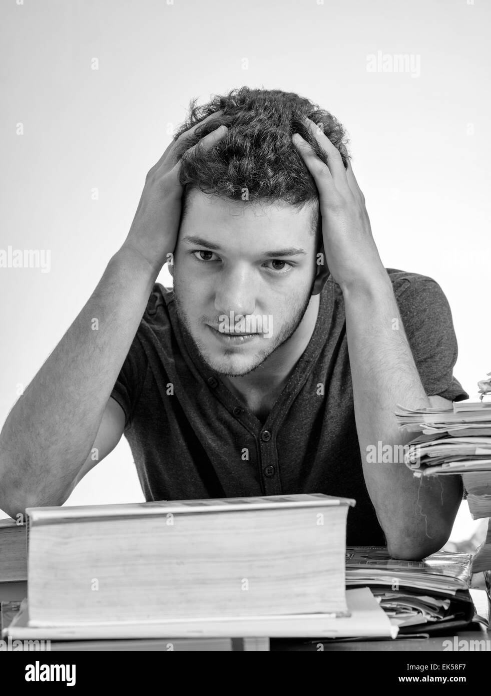 Italy, young student stressed by the school homework Stock Photo - Alamy