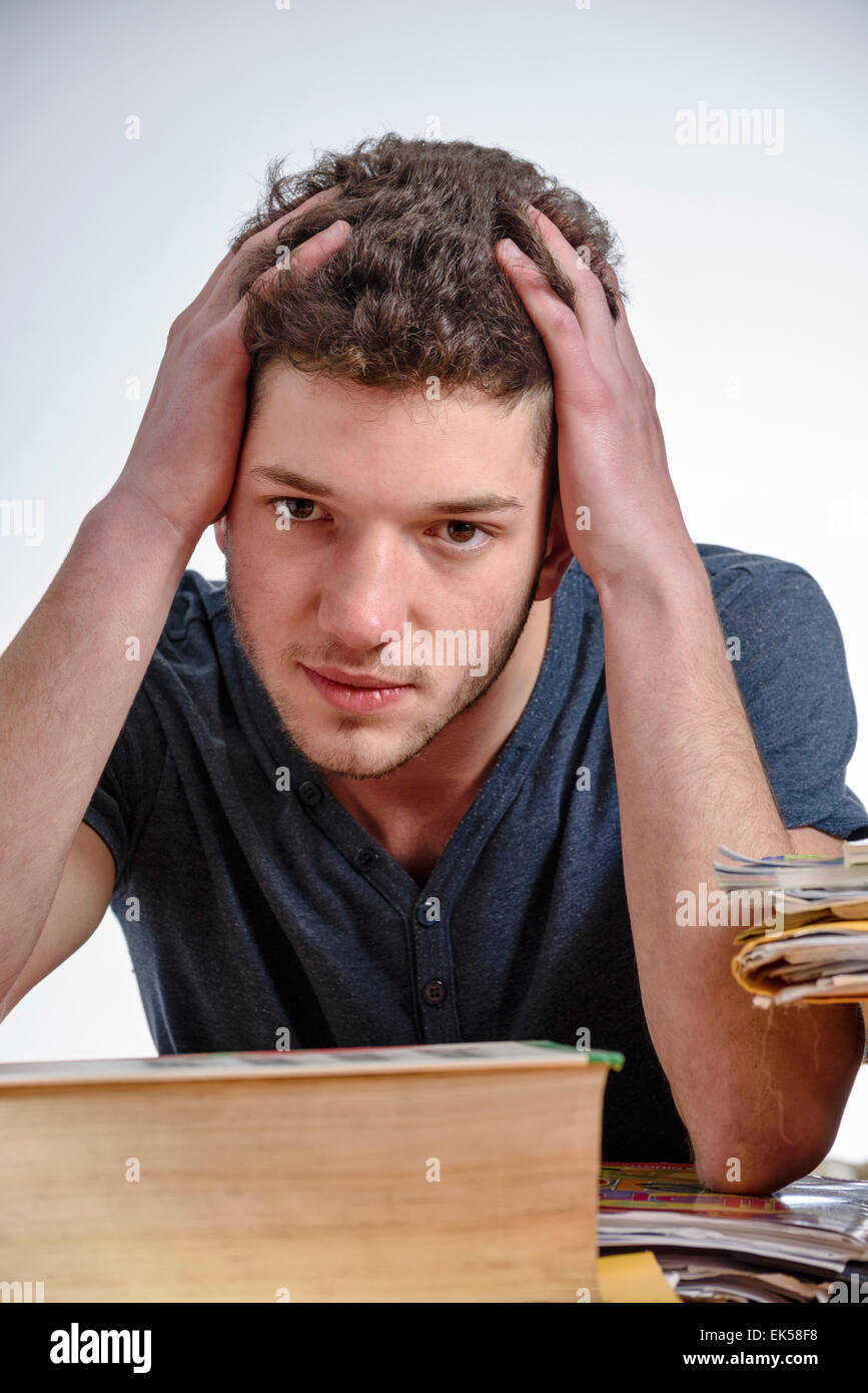 Italy, young student stressed by the school homework Stock Photo - Alamy