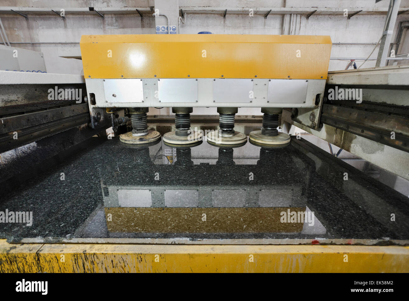 Italy, marble cutting factory, sliced marble polishing - industrial ...