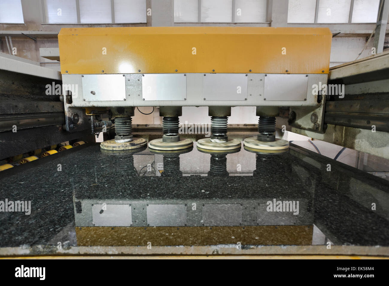 Italy, marble cutting factory, sliced marble polishing - industrial ...