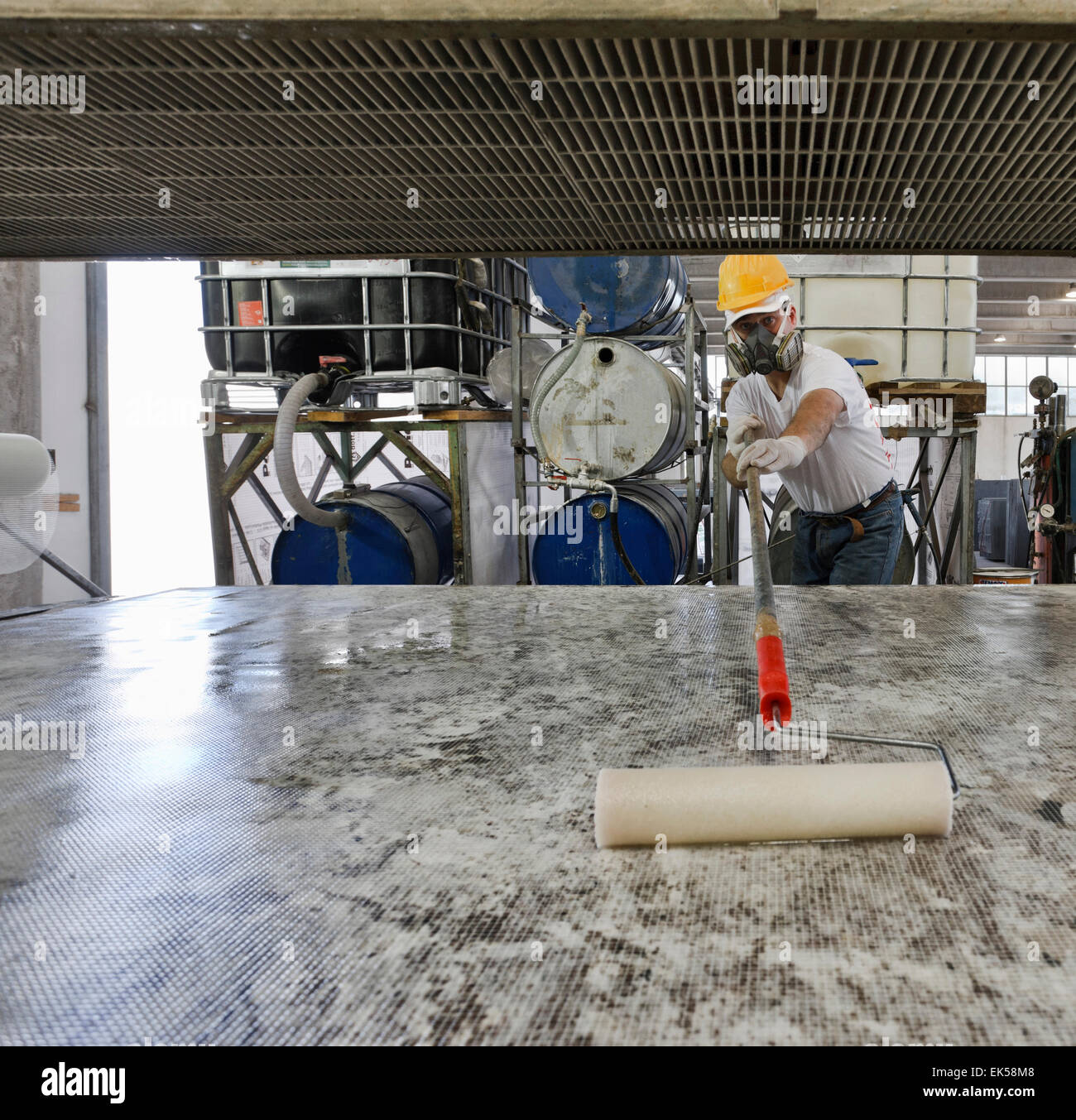 Italy, marble cutting factory, sliced marble polishing - industrial ...