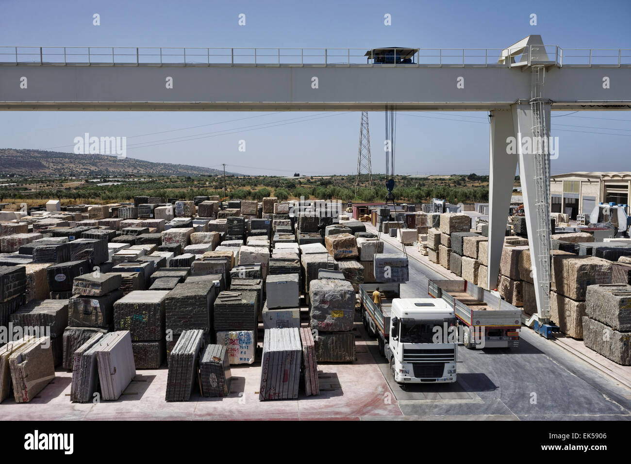 Italy, marble cutting factory, marble blocks - industrial Stock Photo ...